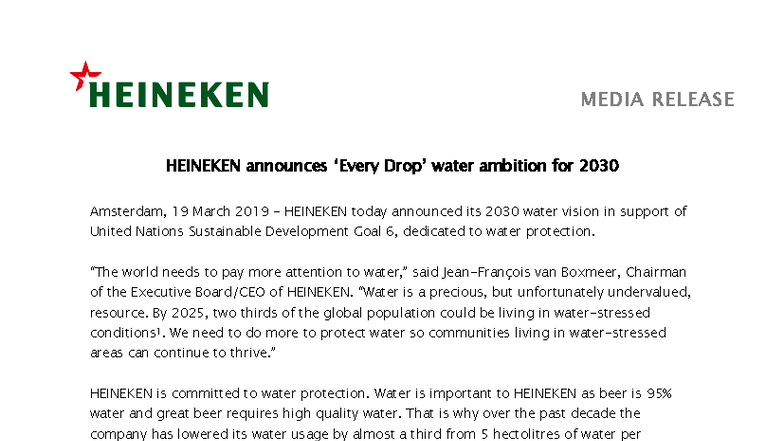 HEINEKEN's 2030 Water Ambition: A Sustainable Future for Communities ...