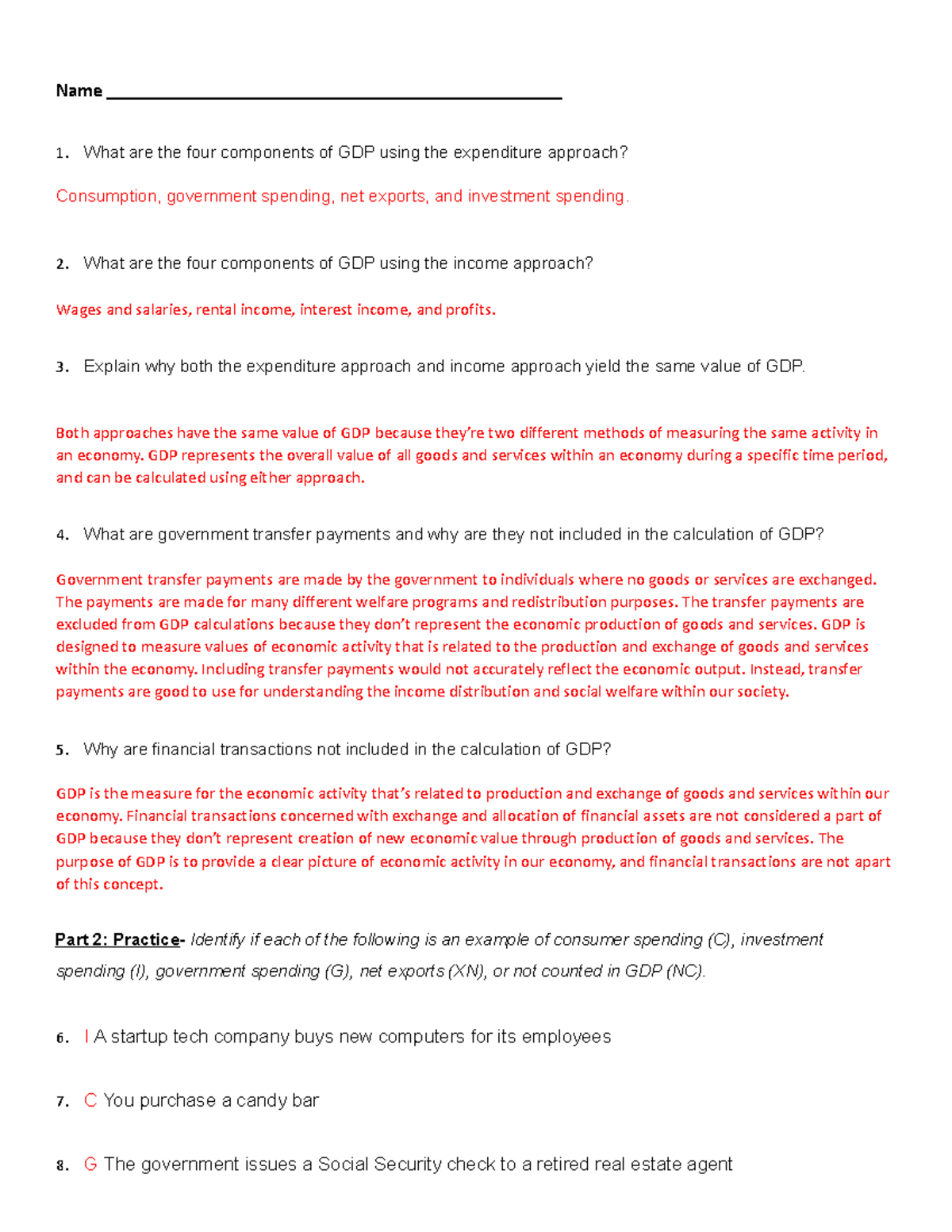 ECON 101 Week 8 HW: Understanding Circular Flow and GDP Components ...