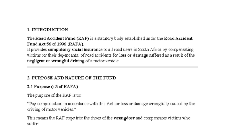 RAF Claims Summary: Mary Jones & Gail Radebe - Accident Analysis - Studocu