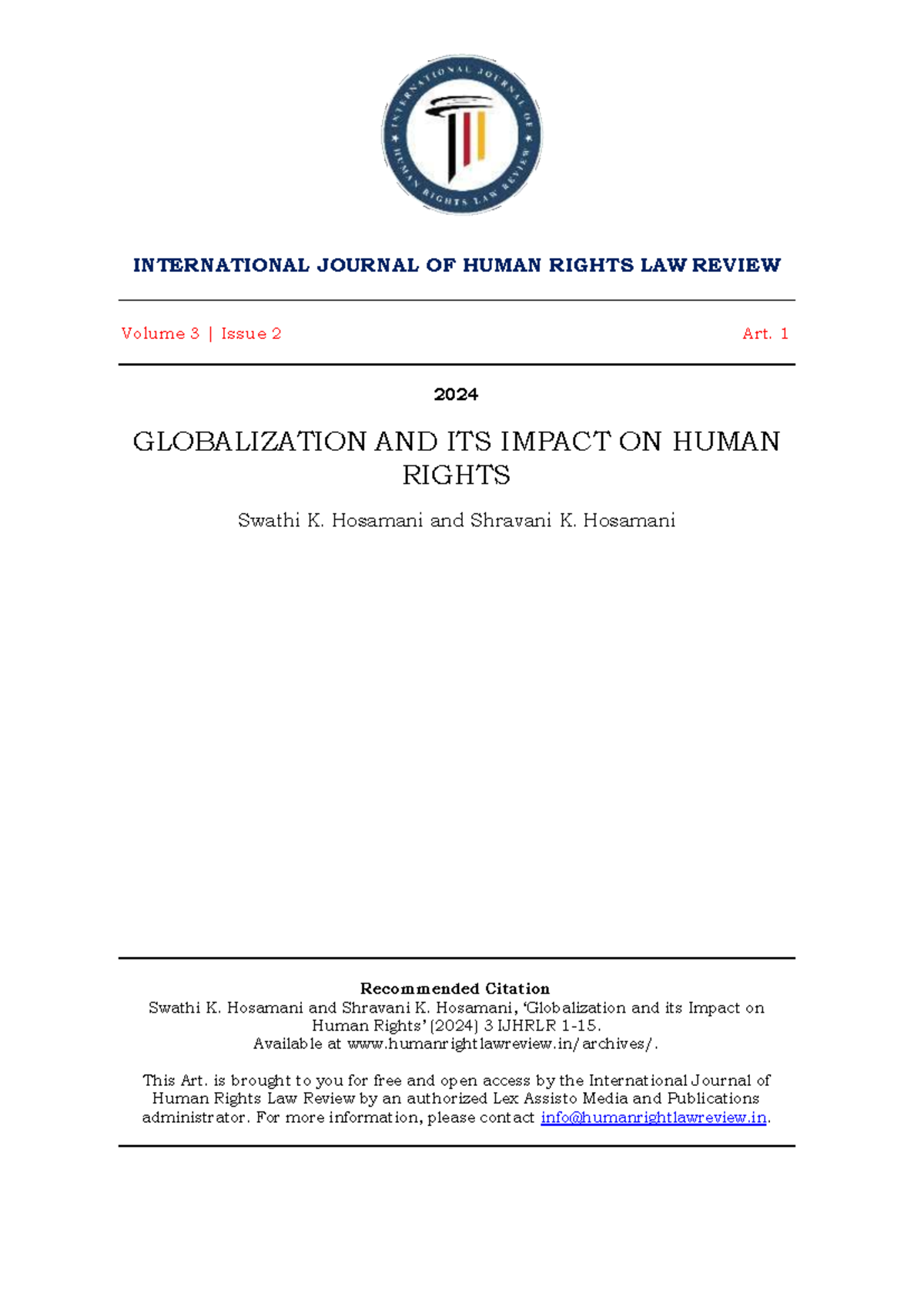 Globalization and Its Impact on Human Rights: An Analysis (IJHRLR 2024 ...