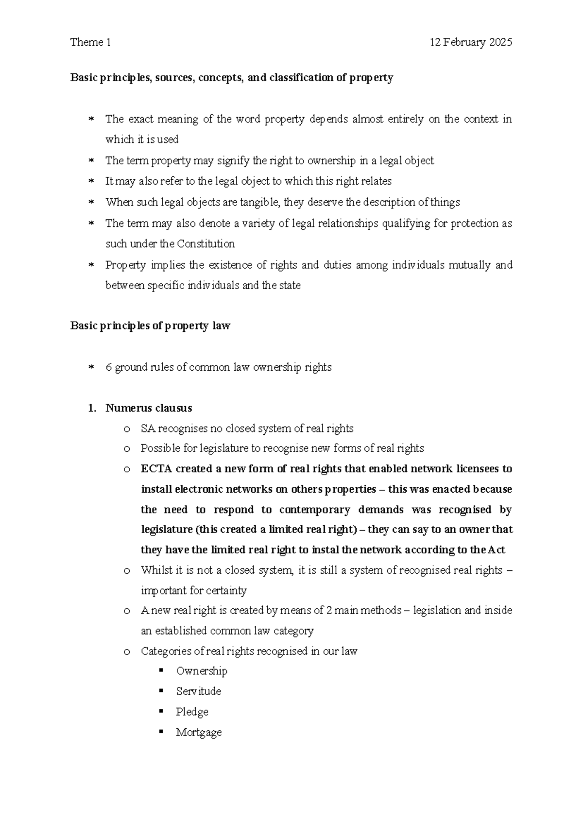 Theme 1 - Introductory Notes on Property Law Principles and Concepts ...