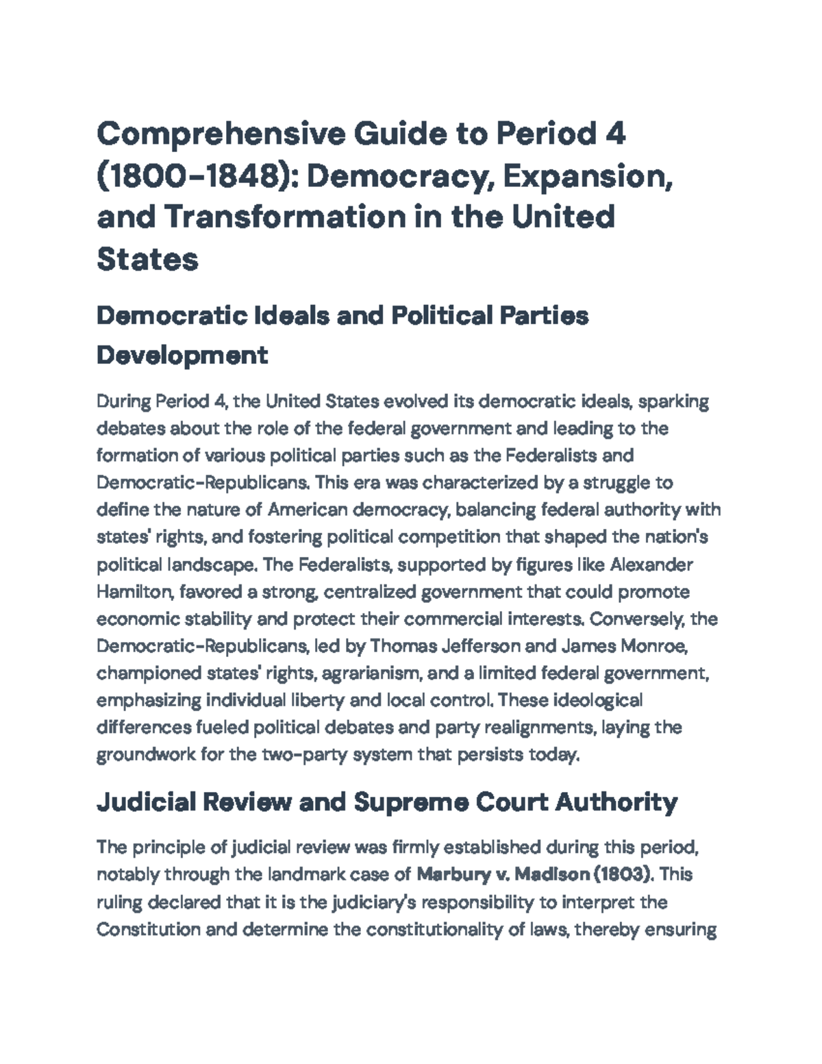 Comprehensive Guide to Period 4 (1800-1848): U.S. Democracy & Expansion ...
