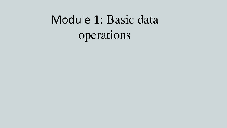 Mod1: Basic Data Operations & Visualization Techniques - Studocu