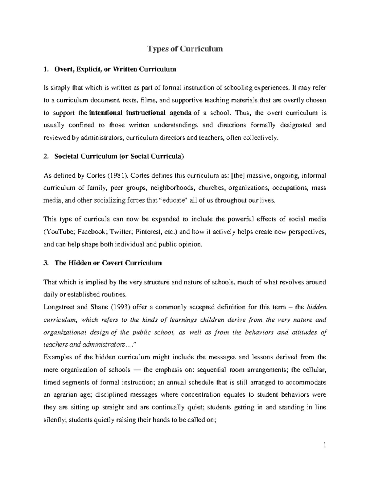 UG 6th Types of curriculum - Types of Curriculum Overt, Explicit, or ...