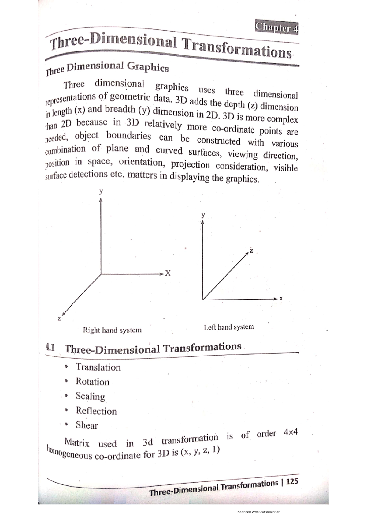CG- Chapter 4: Transformations in 3D Graphics and Their Applications ...