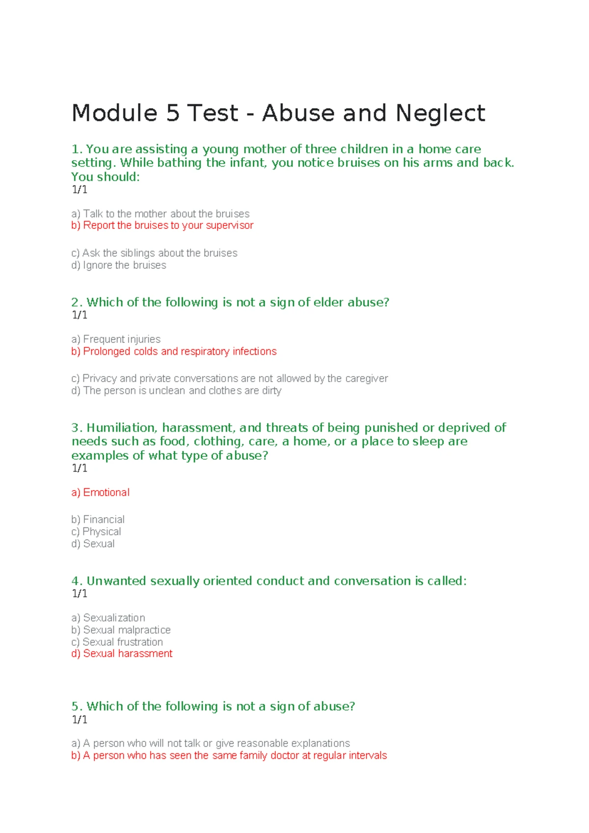 Module 4 PSW Assisting With Personal Hygiene Test Questions and Answers ...