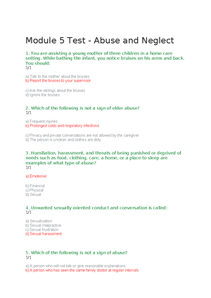 Module 1 TEST A - Responses. - Module 1 – PSW Foundations: Review for ...