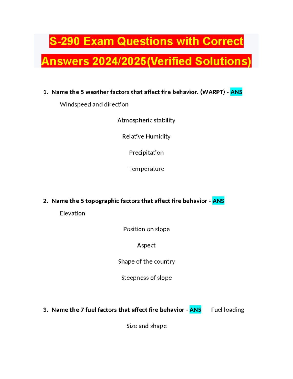 S-290 Final Exam Questions & Verified Answers for 2024/2025 - Studocu