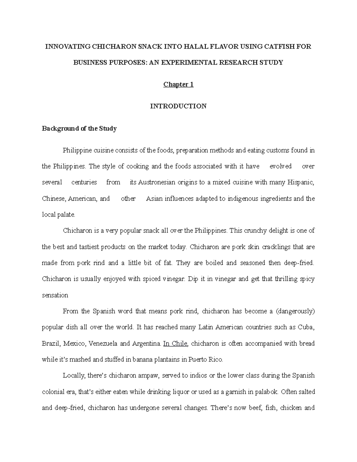 Innovating Chicharon: Halal Flavor Using Catfish for Business Purposes ...