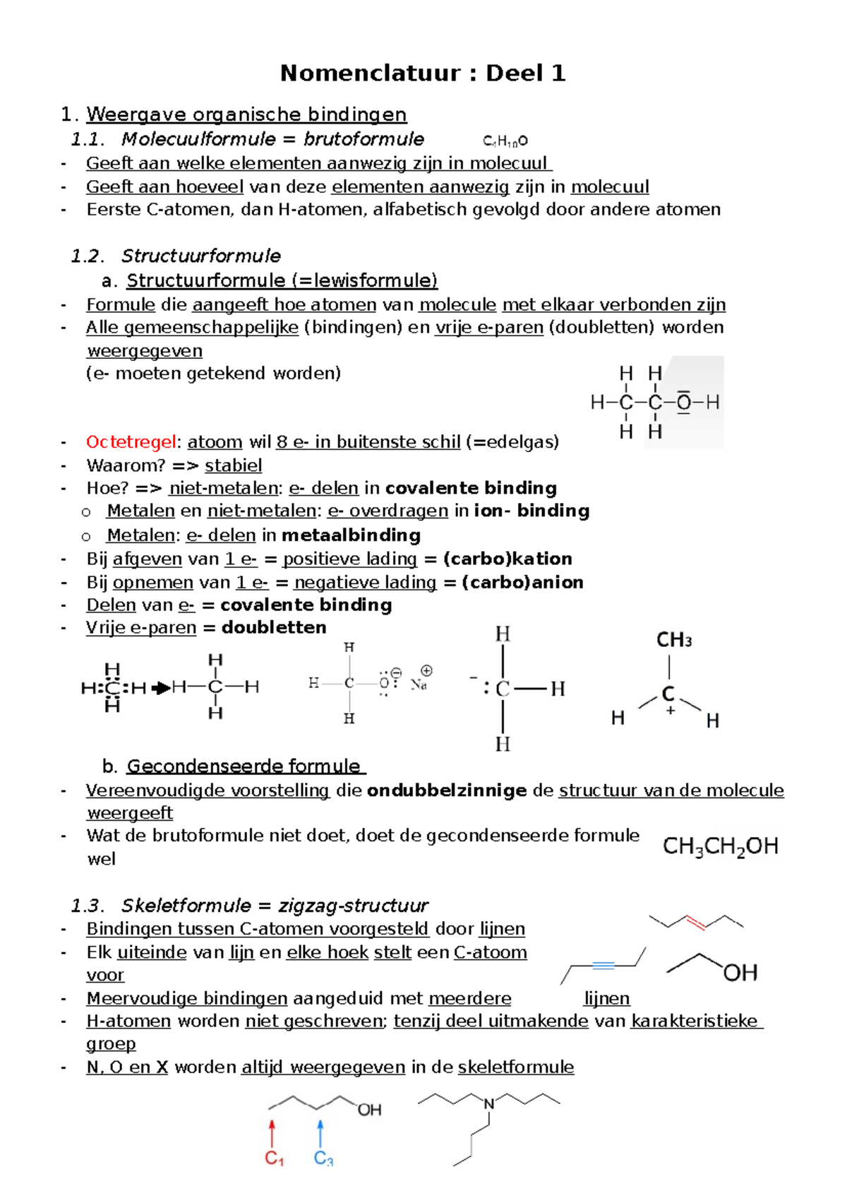 Nomenclatuur Samenvatting: Organische Chemie Deel 1 & 2 - Studocu
