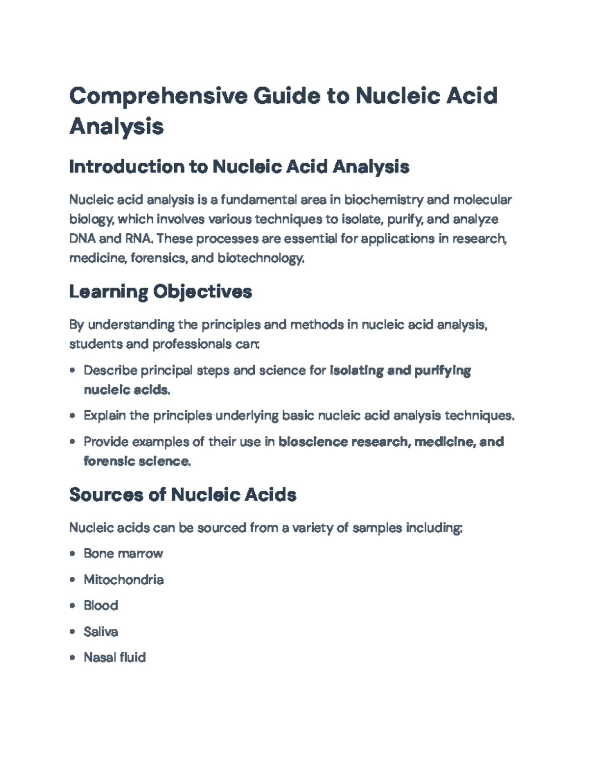 Nucleic Acid Analysis Techniques and Applications: A Comprehensive ...