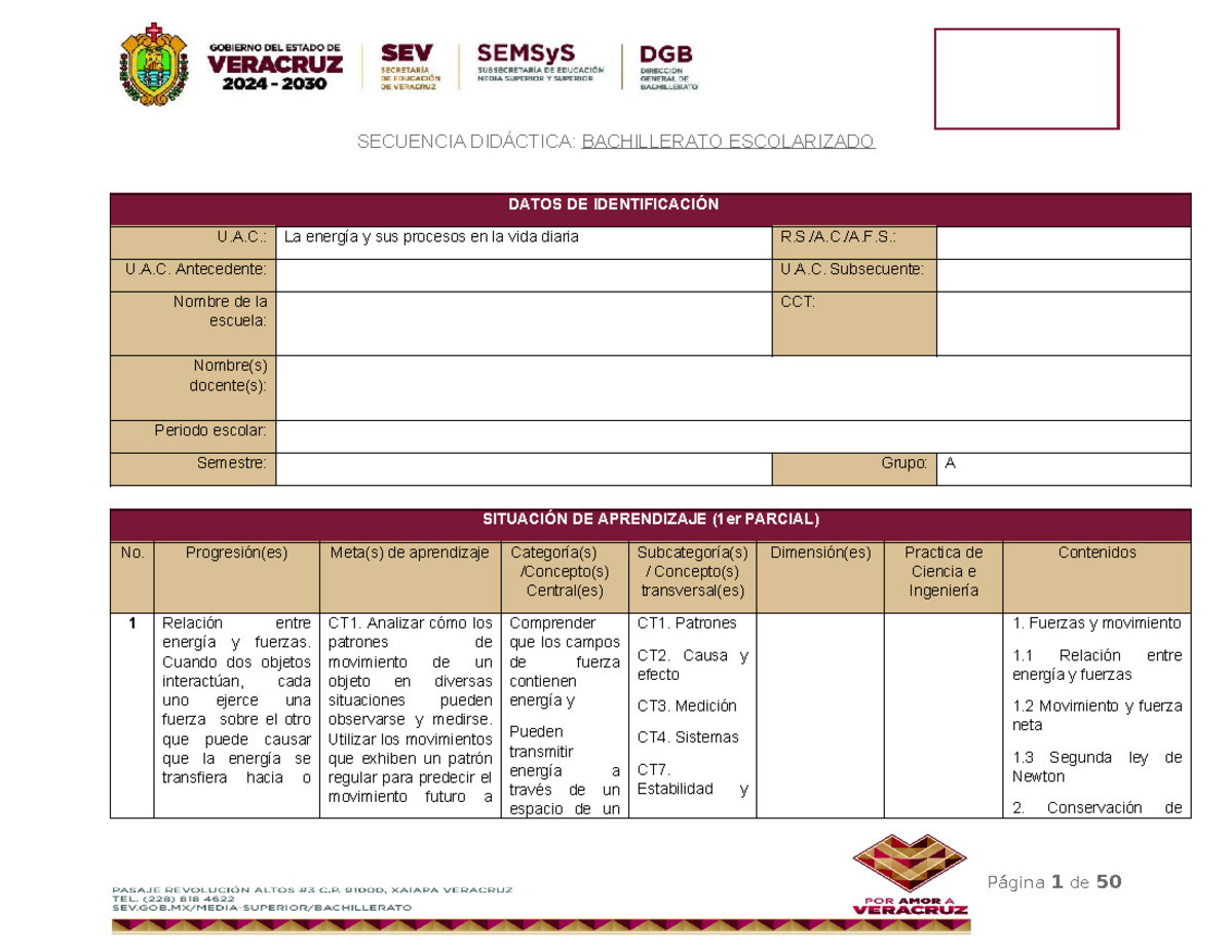 SECUENCIA DIDÁCTICA: BACHILLERATO ESCOLARIZADO - La Energía y sus ...