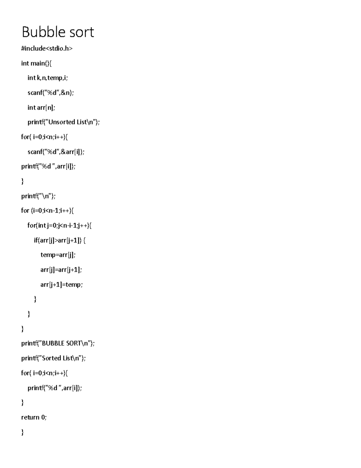 Data Structures (DS) Sorting Algorithms: Bubble, Selection, Insertion ...