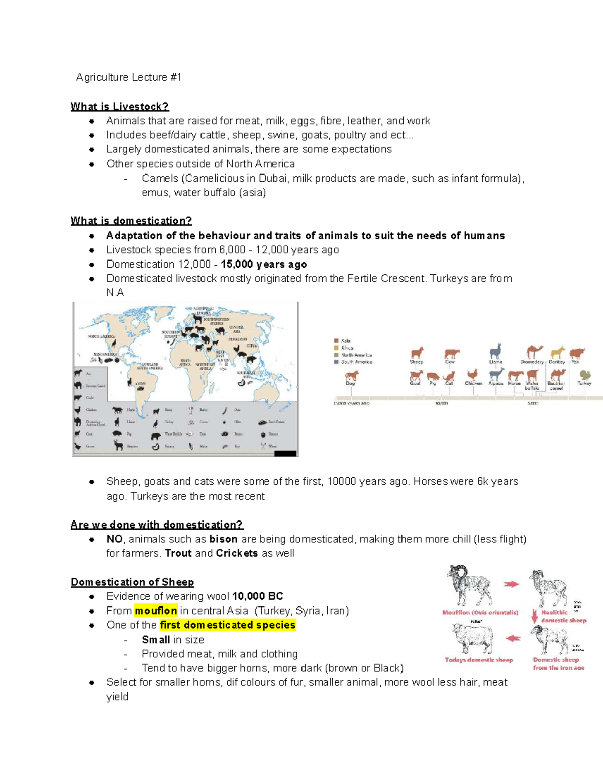 AGR 2350 - Livestock Domestication and Aquaculture Lecture Notes - Studocu