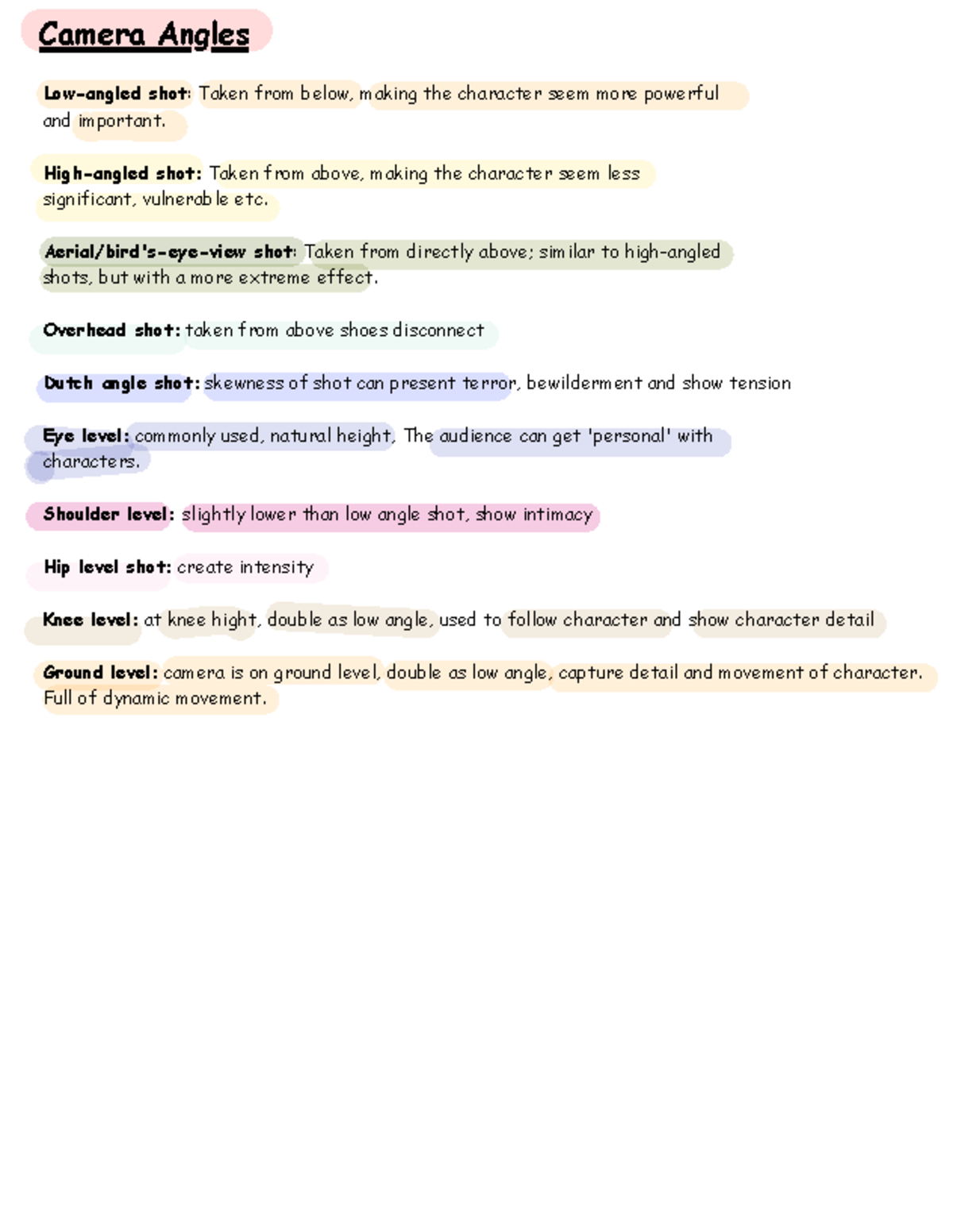 Camera Angles and Shot Types: A Visual Literacy Guide (VL101) - Studocu