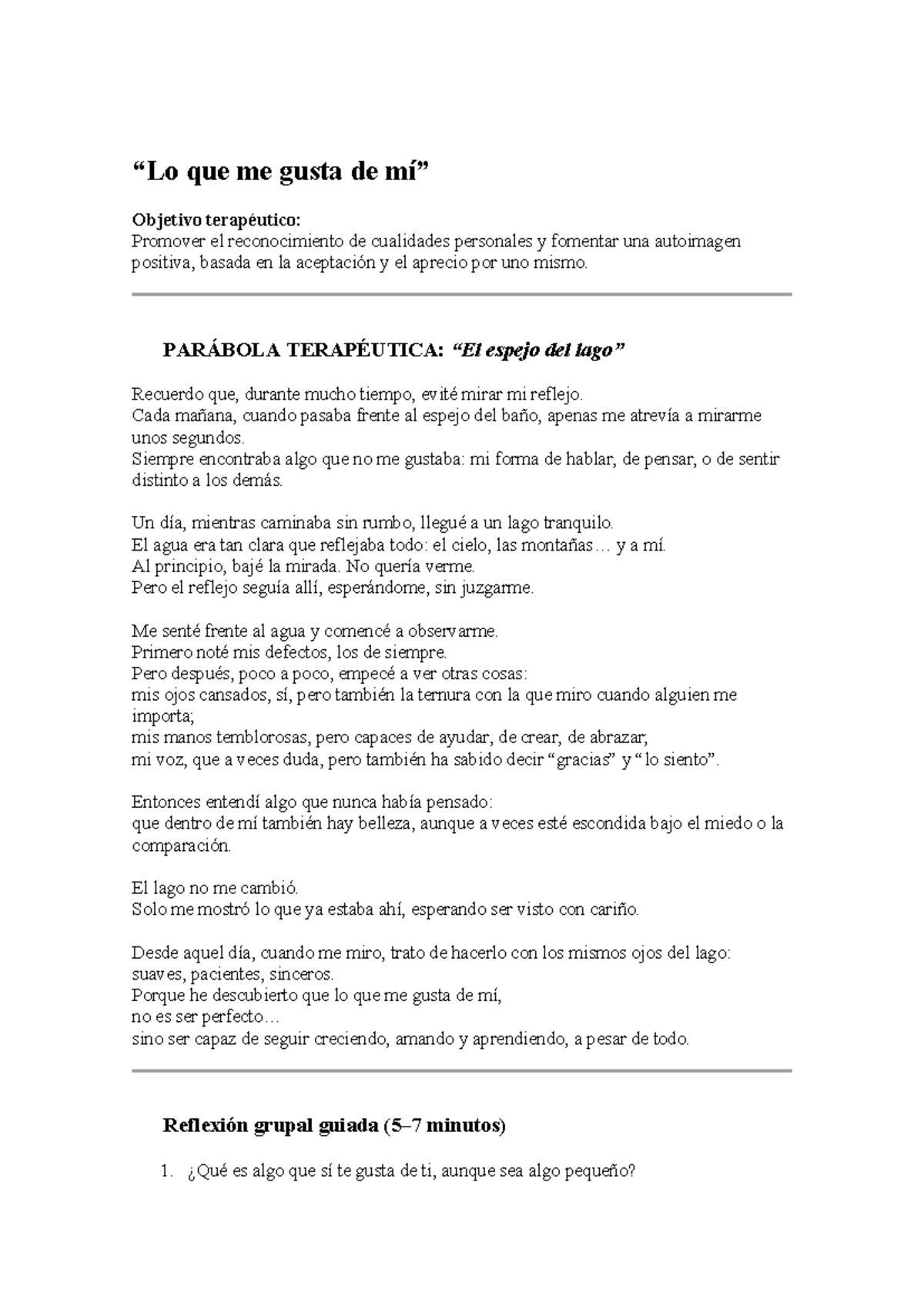 Lo que me Gusta de Mí: Material de Repaso para Terapia - Studocu