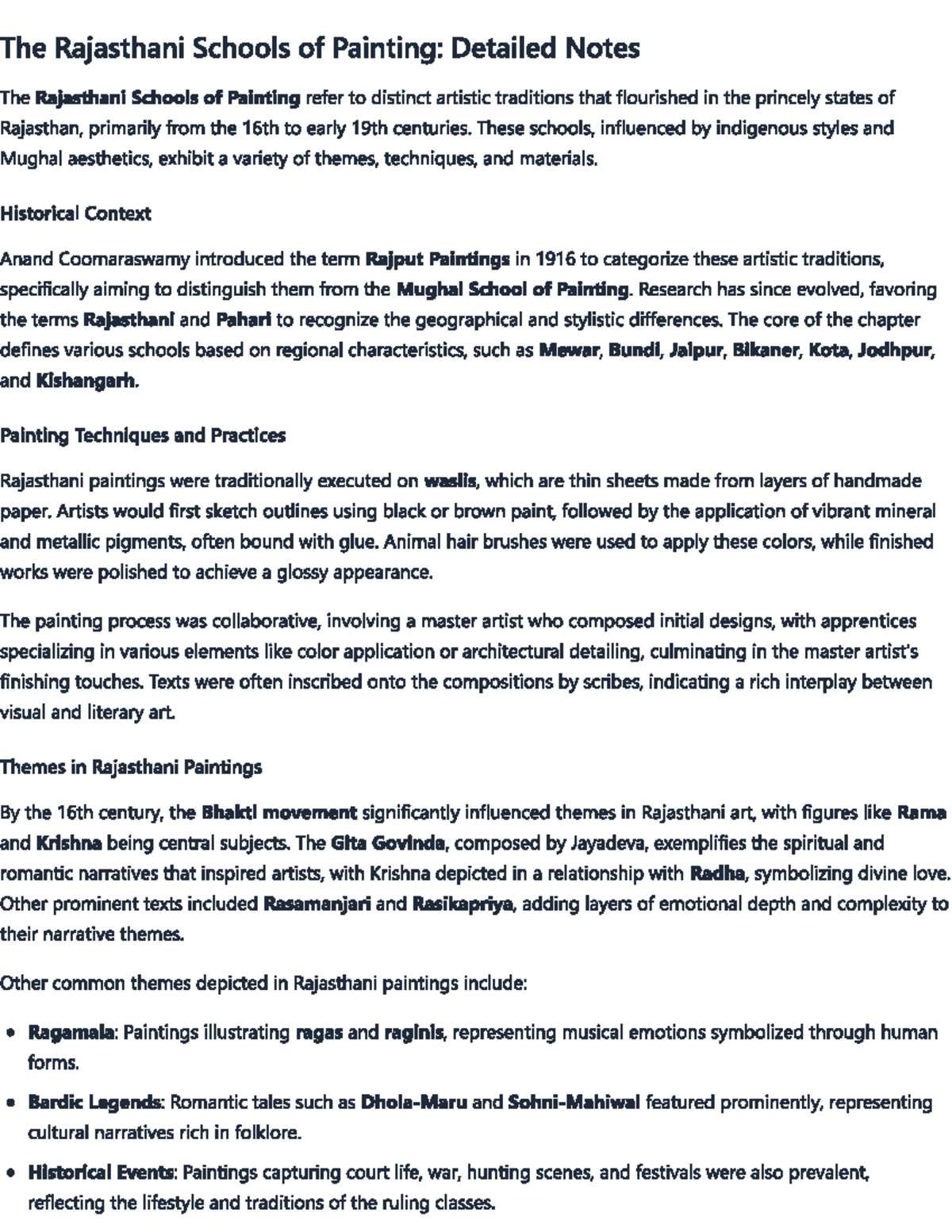 Rajasthani Schools of Painting: Detailed Study Notes - Studocu