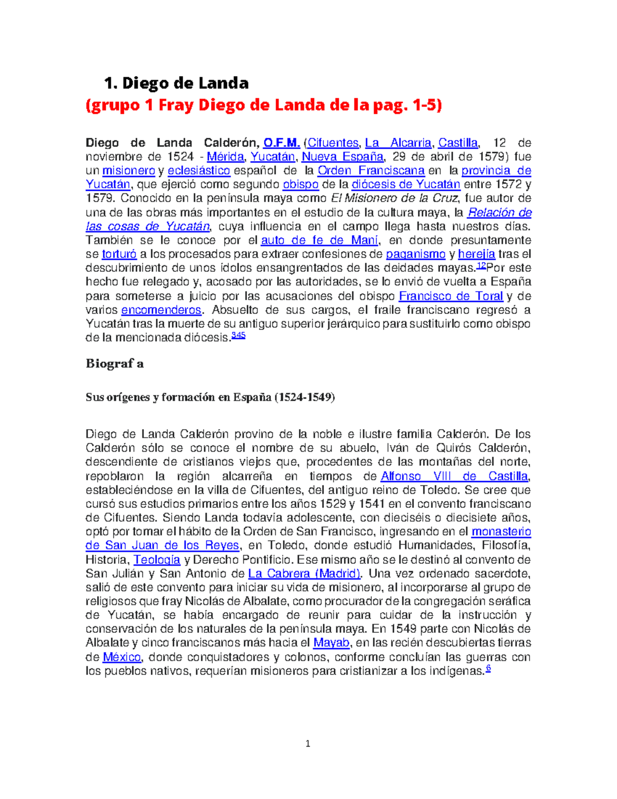 Diego de Landa: Misión, Inquisición y Cultura Maya (Grupo 1) - Studocu