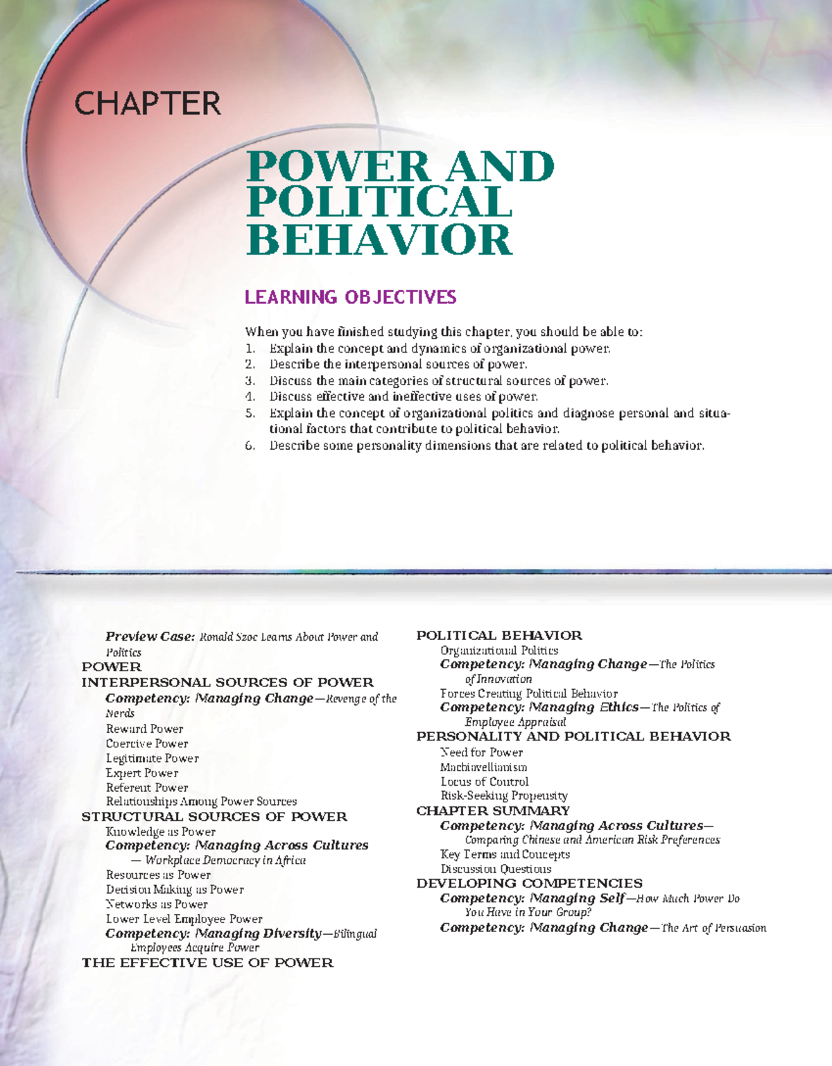 Power and Political Behavior: Insights and Concepts from Chapter 9 ...