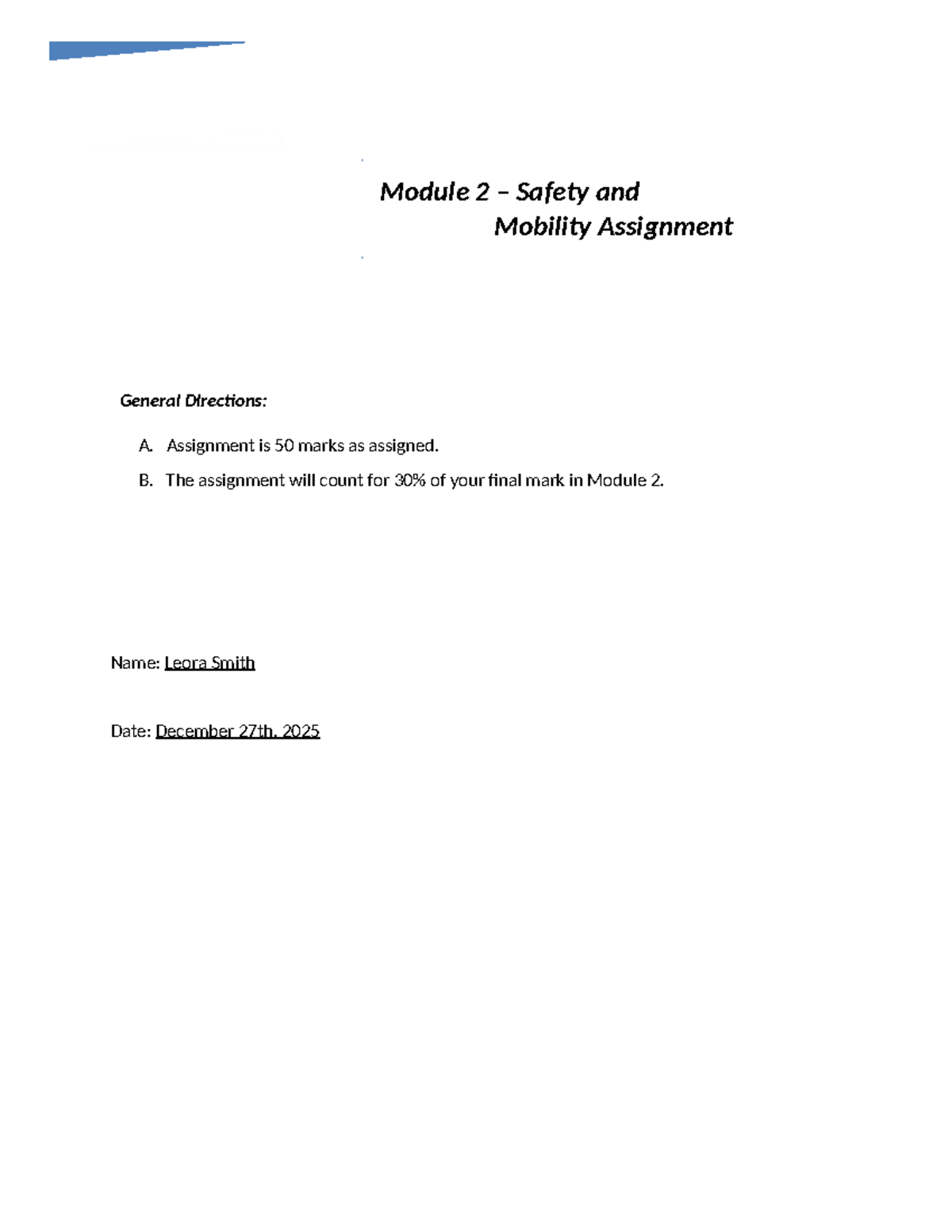 IV-3 Assignment: Module 2 Safety & Mobility Home Inspection Report ...