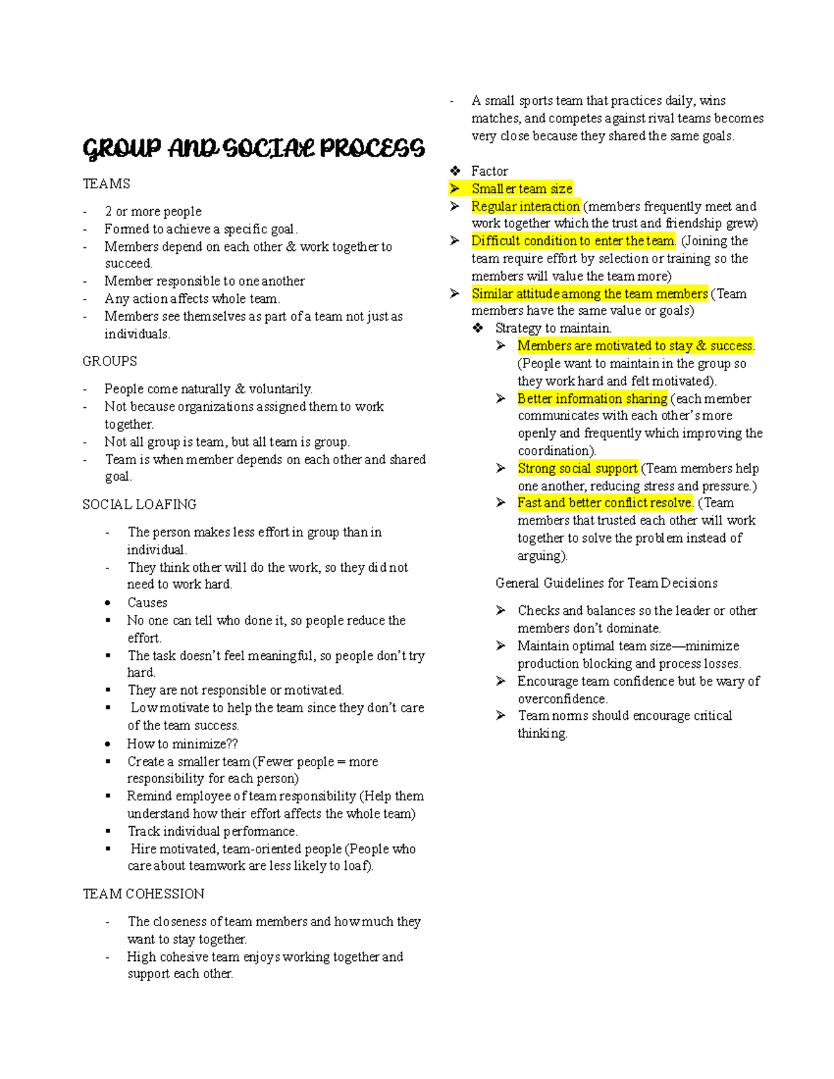 MGT 101 FINAL Exam Notes: Group Dynamics and Communication - Studocu