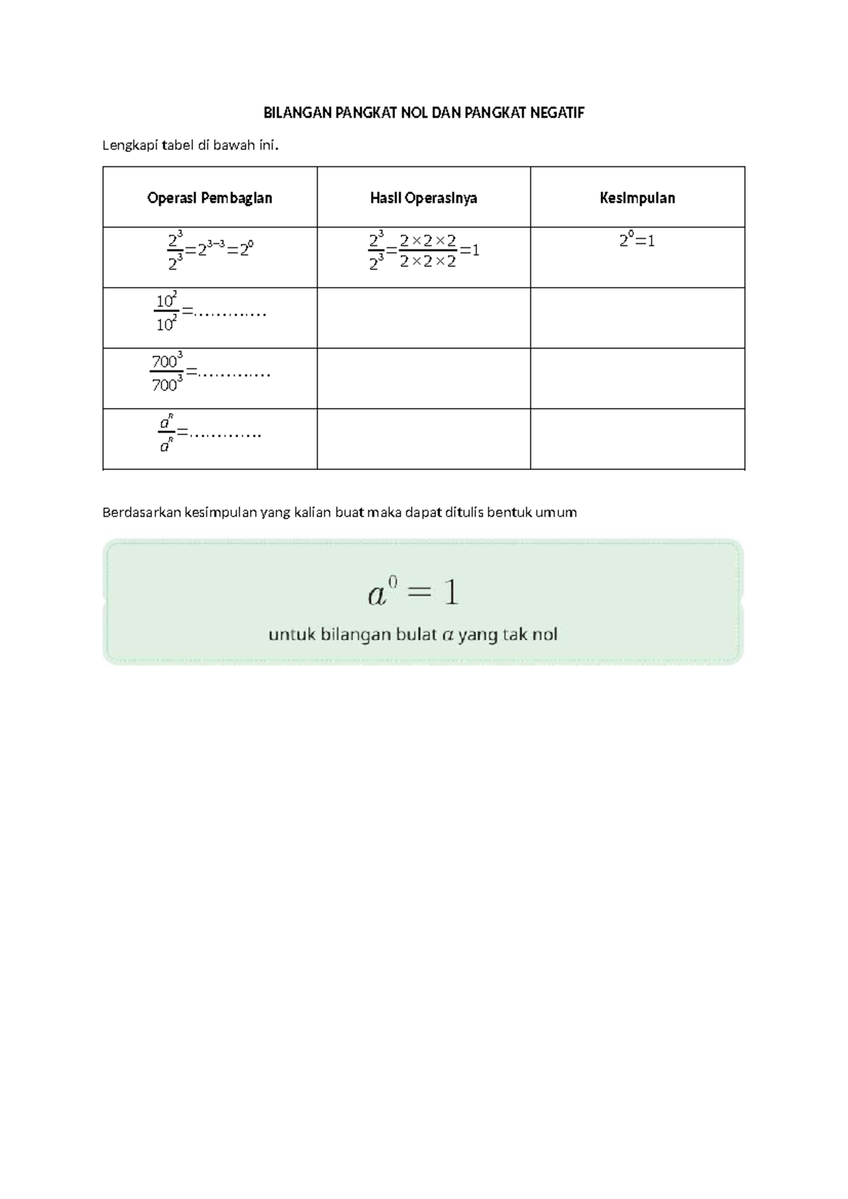 Tugas Matematika Kelas 8 - Edexcel Mathematics - BILANGAN PANGKAT NOL ...