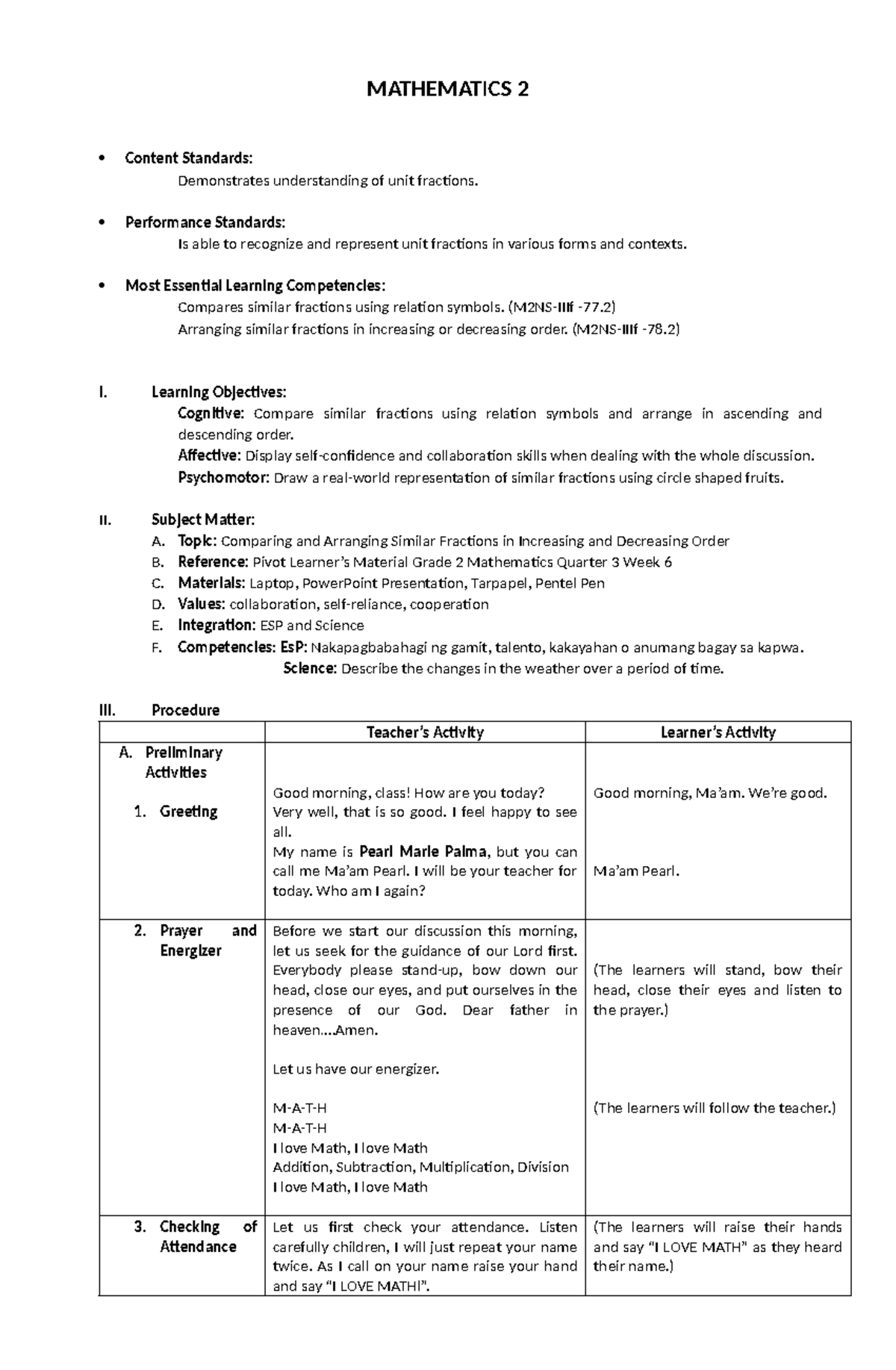 Final Lesson Plan for Demo - MATHEMATICS 2 Content Standards ...