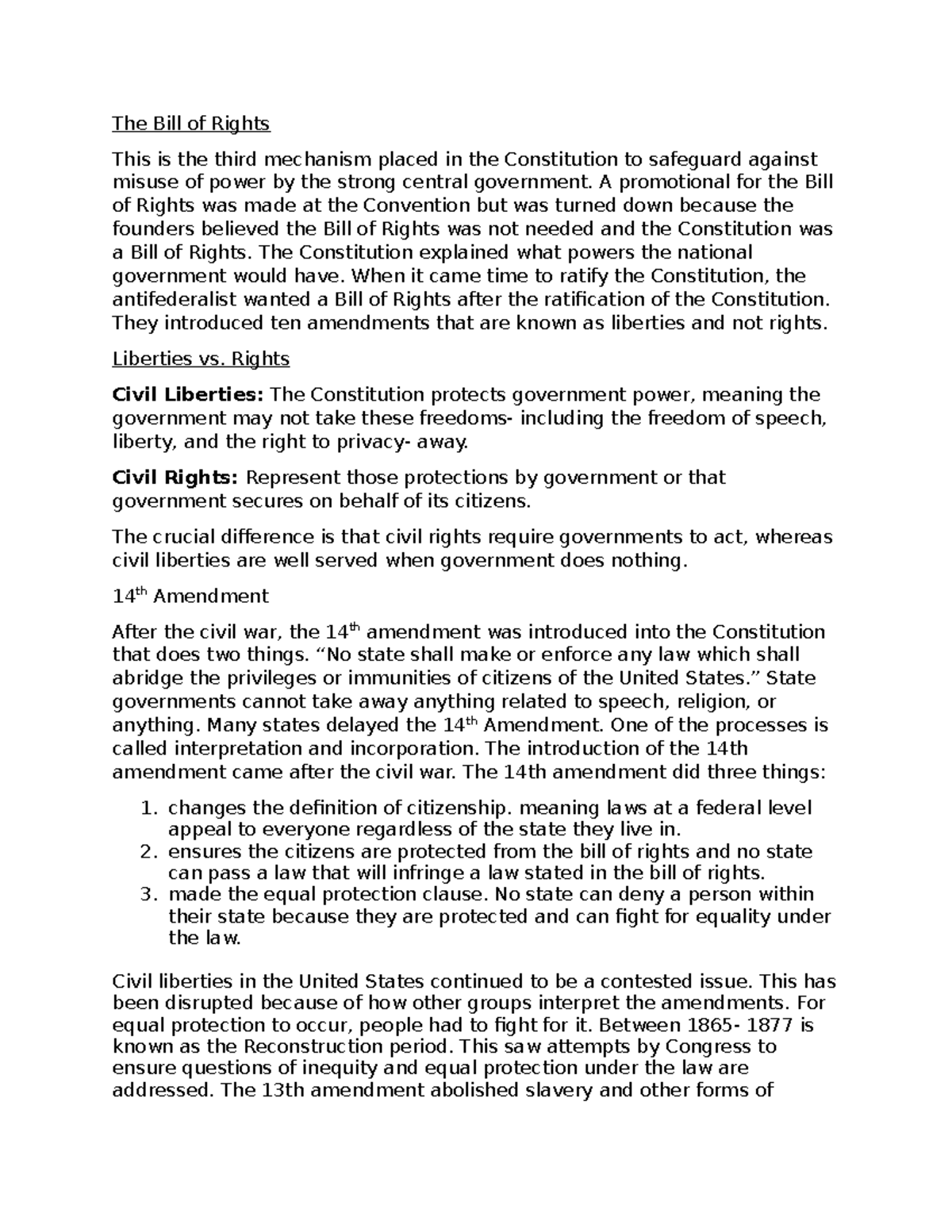 Civil Rights and Liberties: Understanding the Bill of Rights and ...