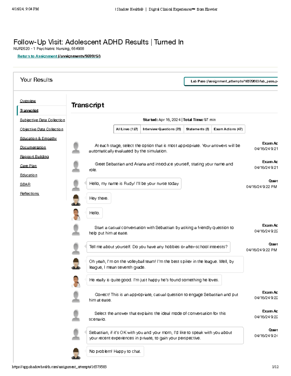 NUR2520 - ADHD Simulation Follow-Up Visit Results and Care Plan - Studocu