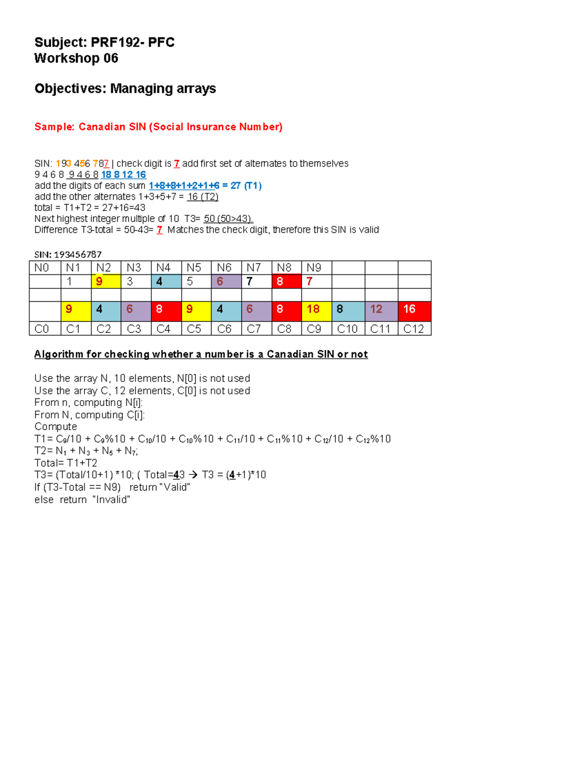 28 11 2024 Workshop 06 - Subject: PRF192- PFC Workshop 06 Objectives: Managing arrays Sample ...