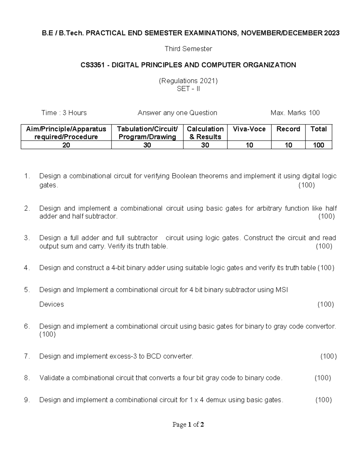 CS3351 Digital Principles & Computer Org. - Practical Exam Set II - Studocu