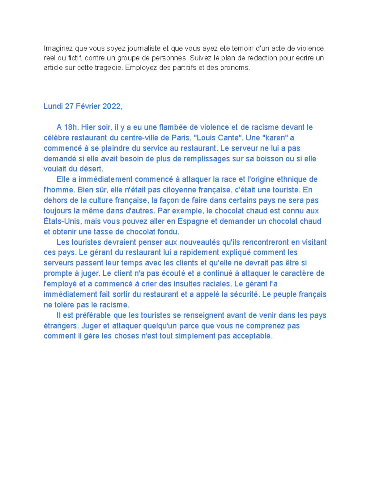 Essai 2 - This was an essay I had to write. I got a 98 on this, but every professor is ...