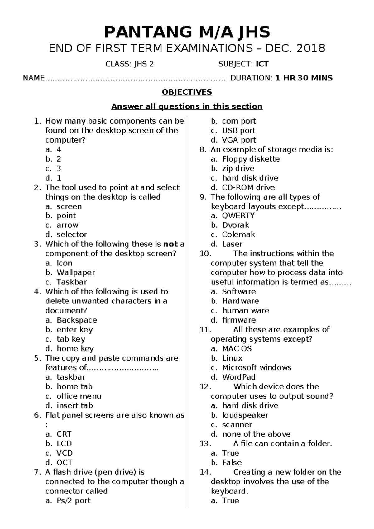 2024 BECE Creative Arts & Design Sample Questions from WAEC Exam - Studocu