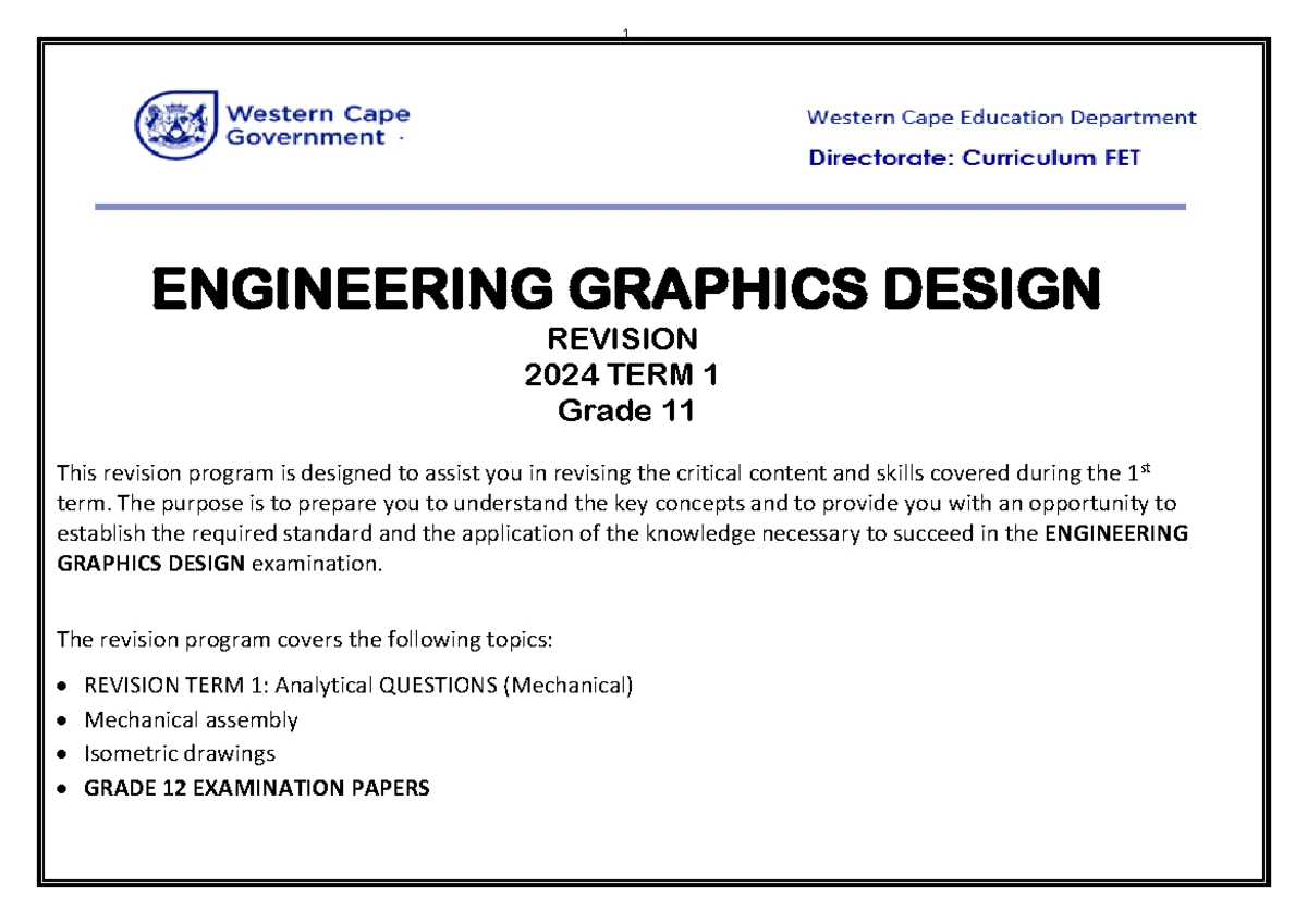 Engineering Graphics & Design EGD PAT Guidelines GR 12 2020 - Studocu