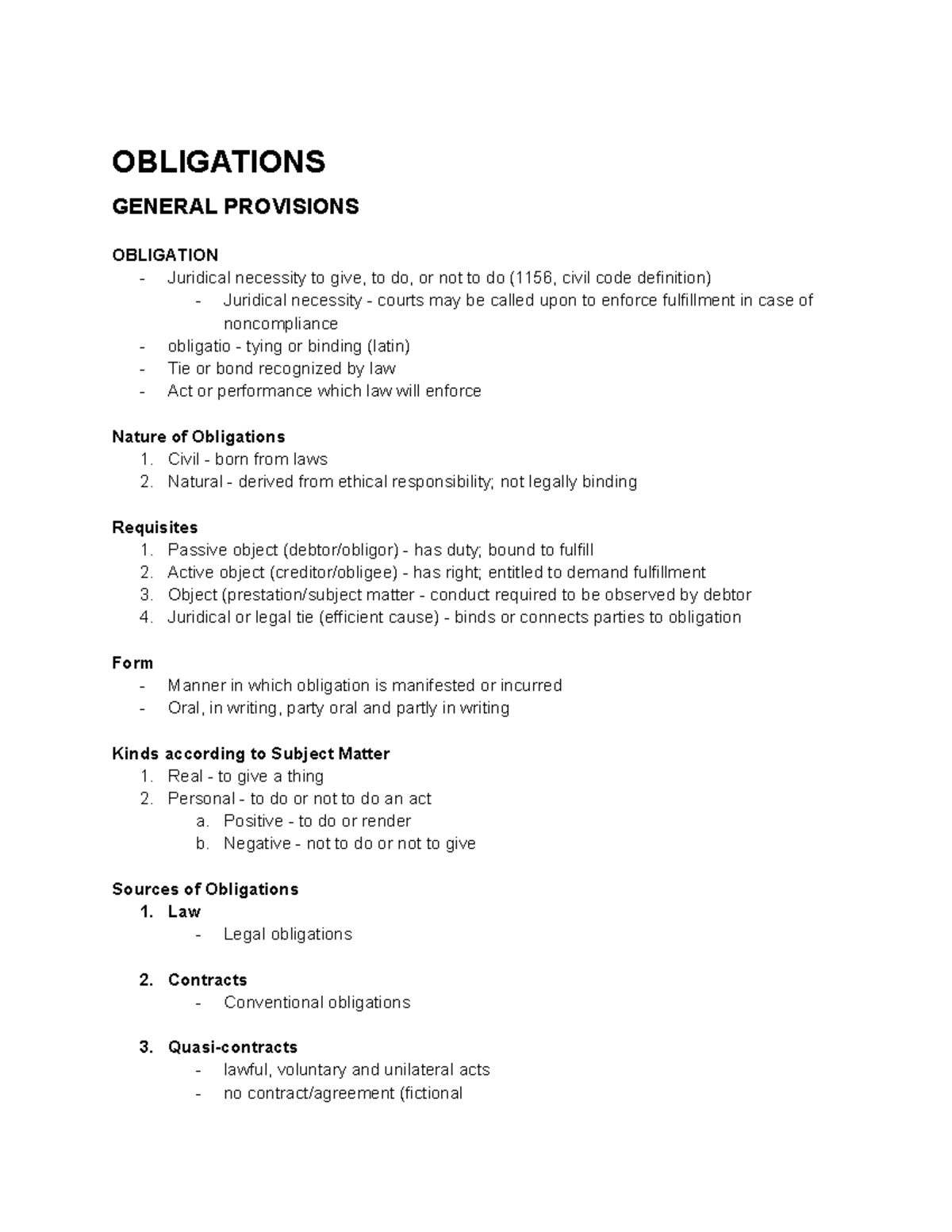 Obligations - General Provisions - OBLIGATIONS GENERAL PROVISIONS ...