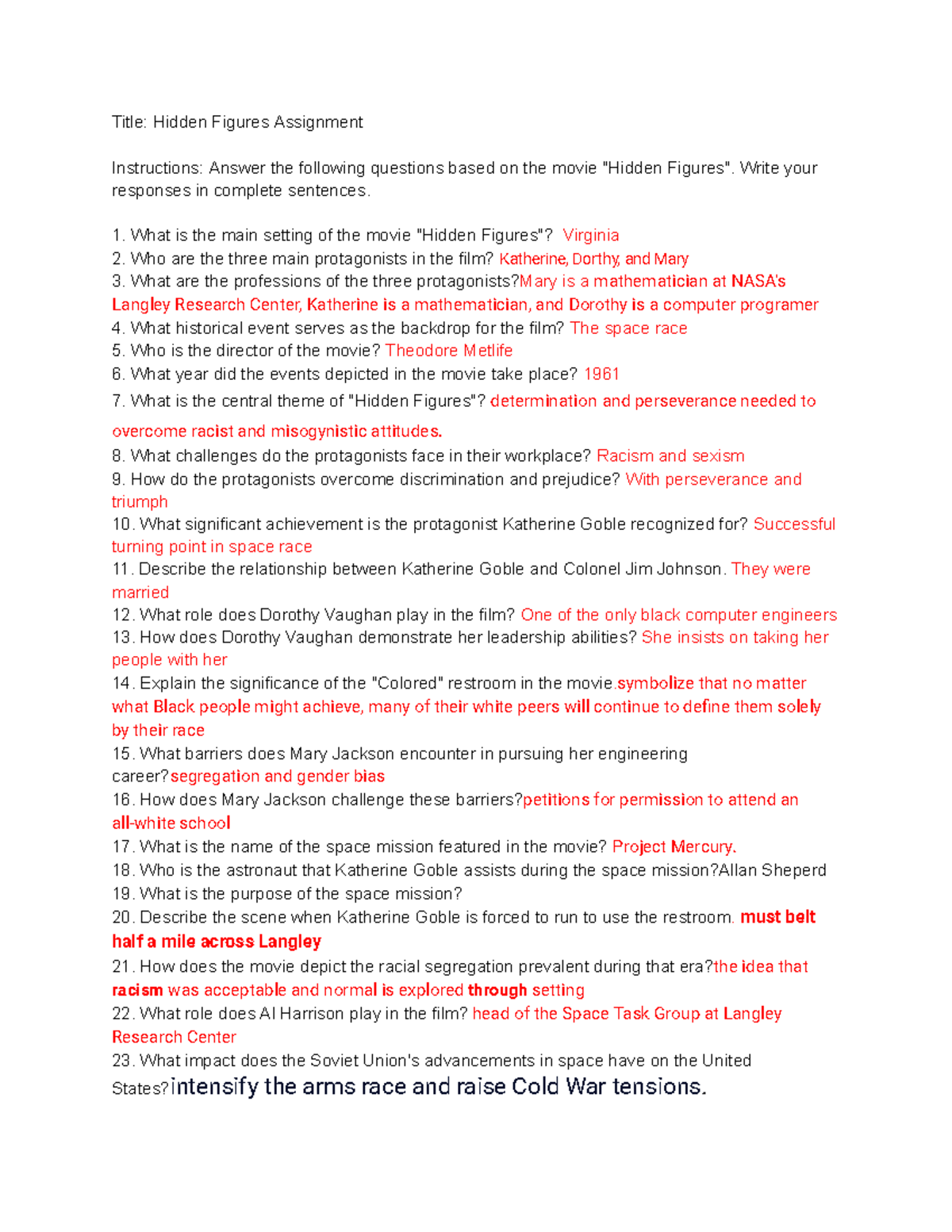 Copy of Hidden Figures - stuff - Title: Hidden Figures Assignment ...