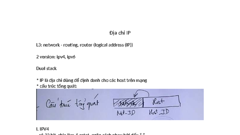 Bài 3 - Địa chỉ IP L3: Routing và Subnetting (IPv4, IPv6) - Studocu