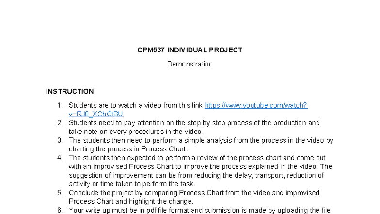 OPM537 Individual Project: Process Analysis and Improvement Report ...