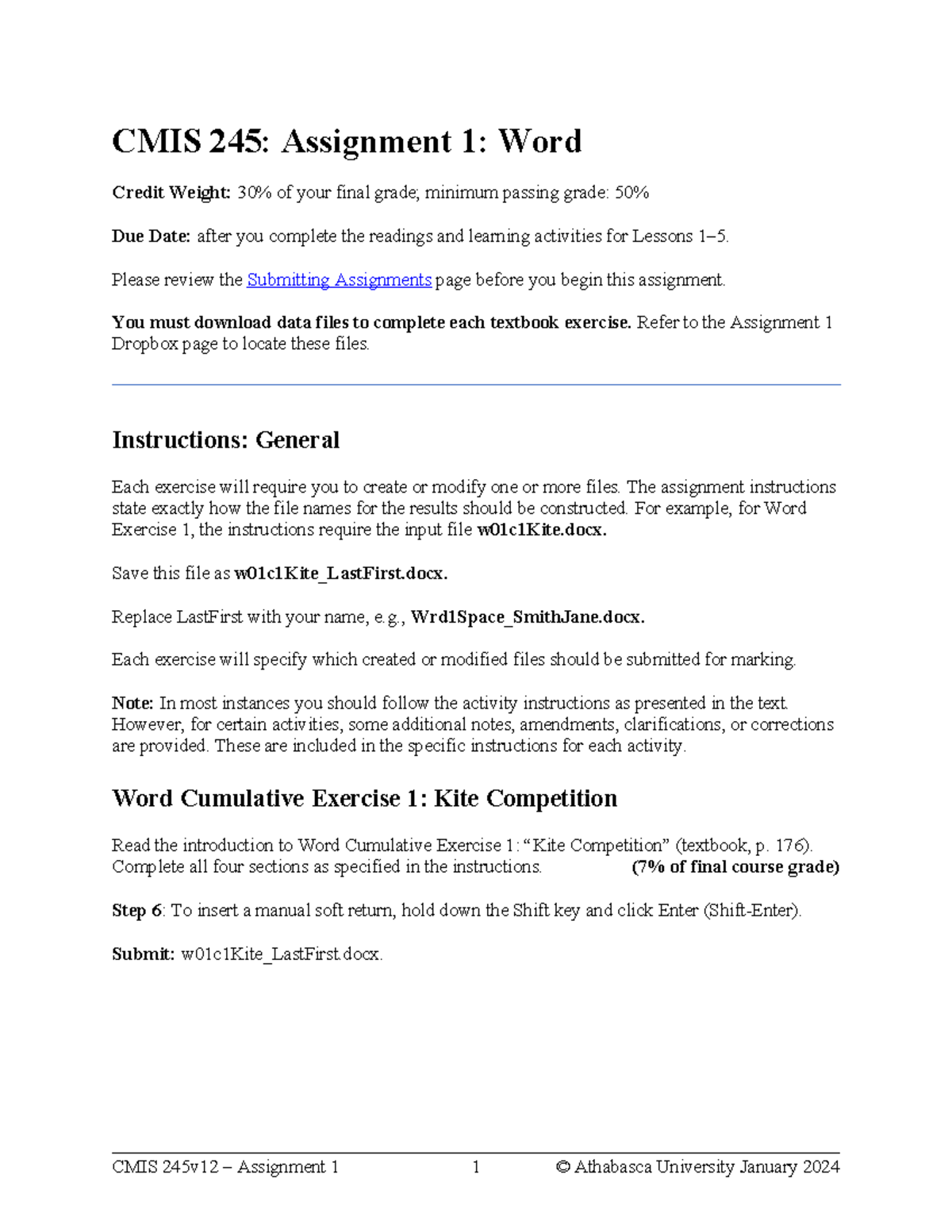 CMIS 245: Assignment 1 - Word Cumulative Exercise Instructions - Studocu