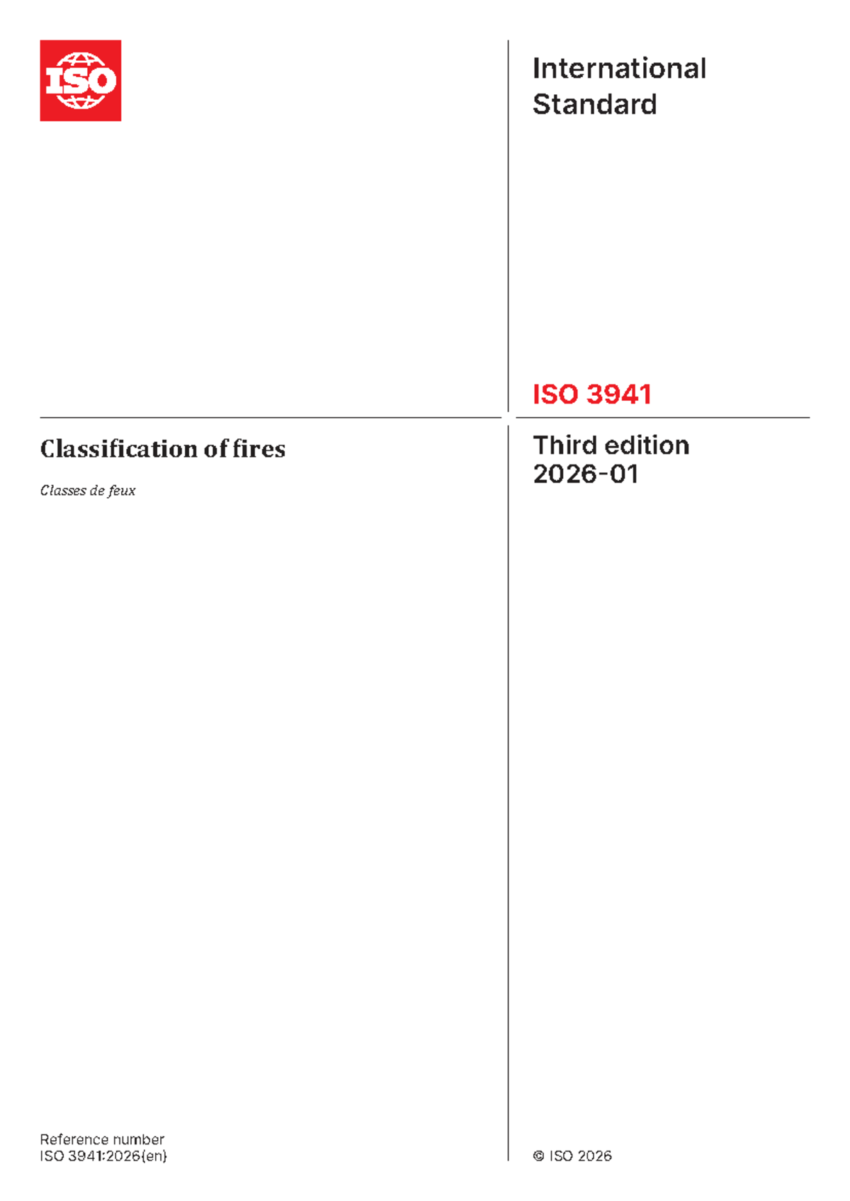 ISO 3941:2026 - Classification of Fires and Fire Classes - Studocu