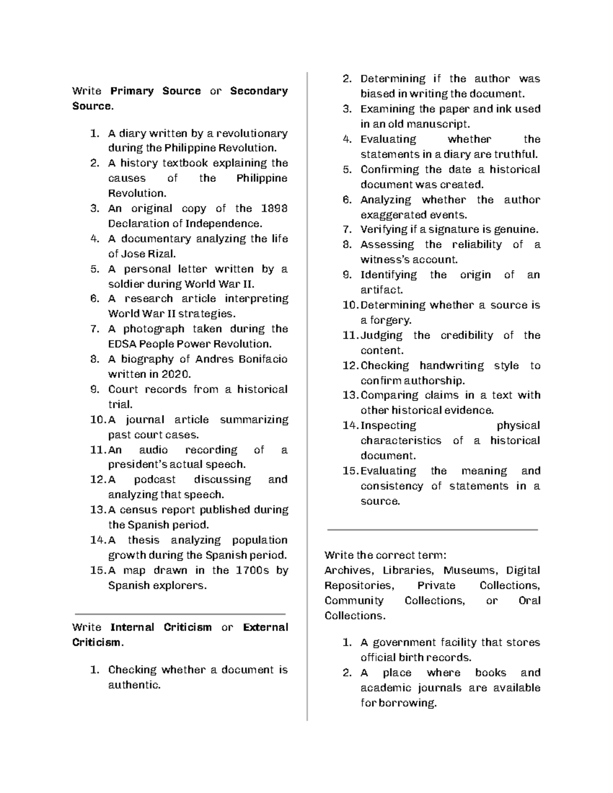 Readings in Philippine History: Primary & Secondary Sources Analysis ...