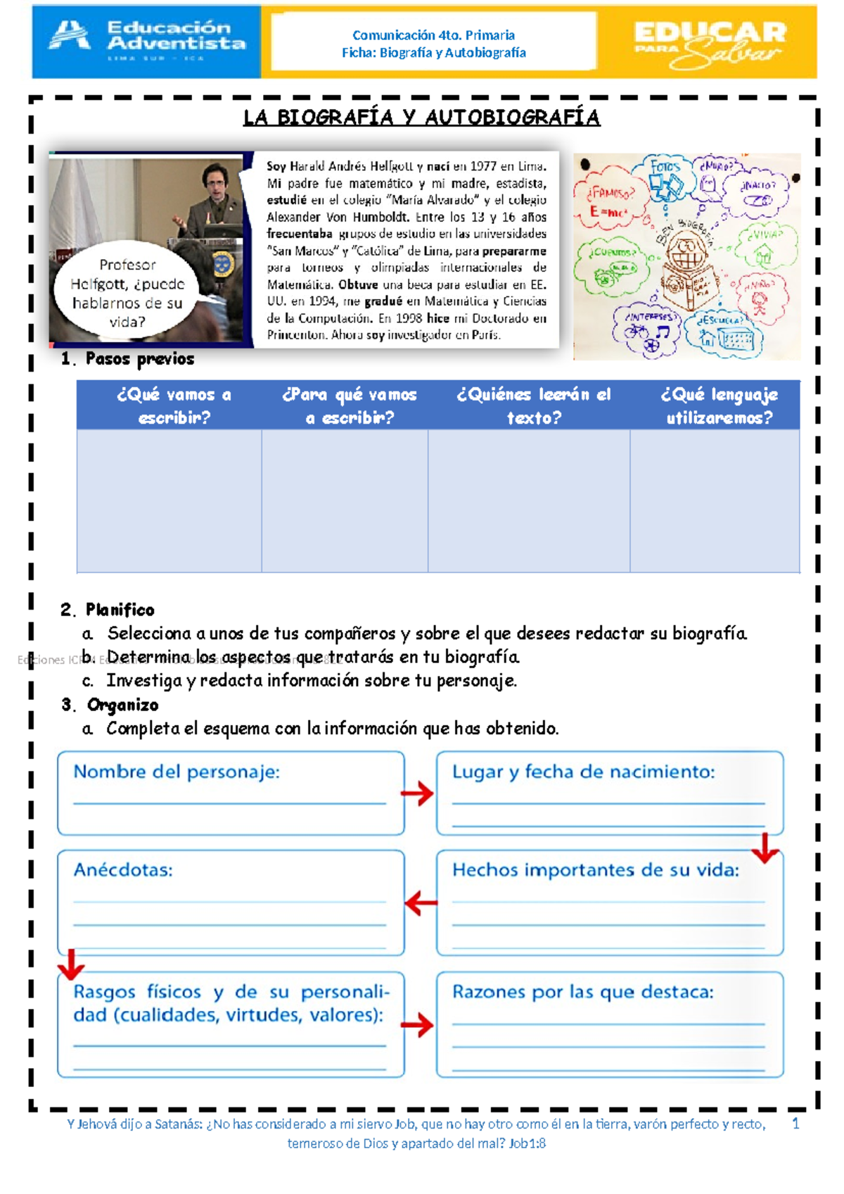 Ficha 8 (18-06 al 21- 06) LA Biografía Y Autobiografía - Ficha ...