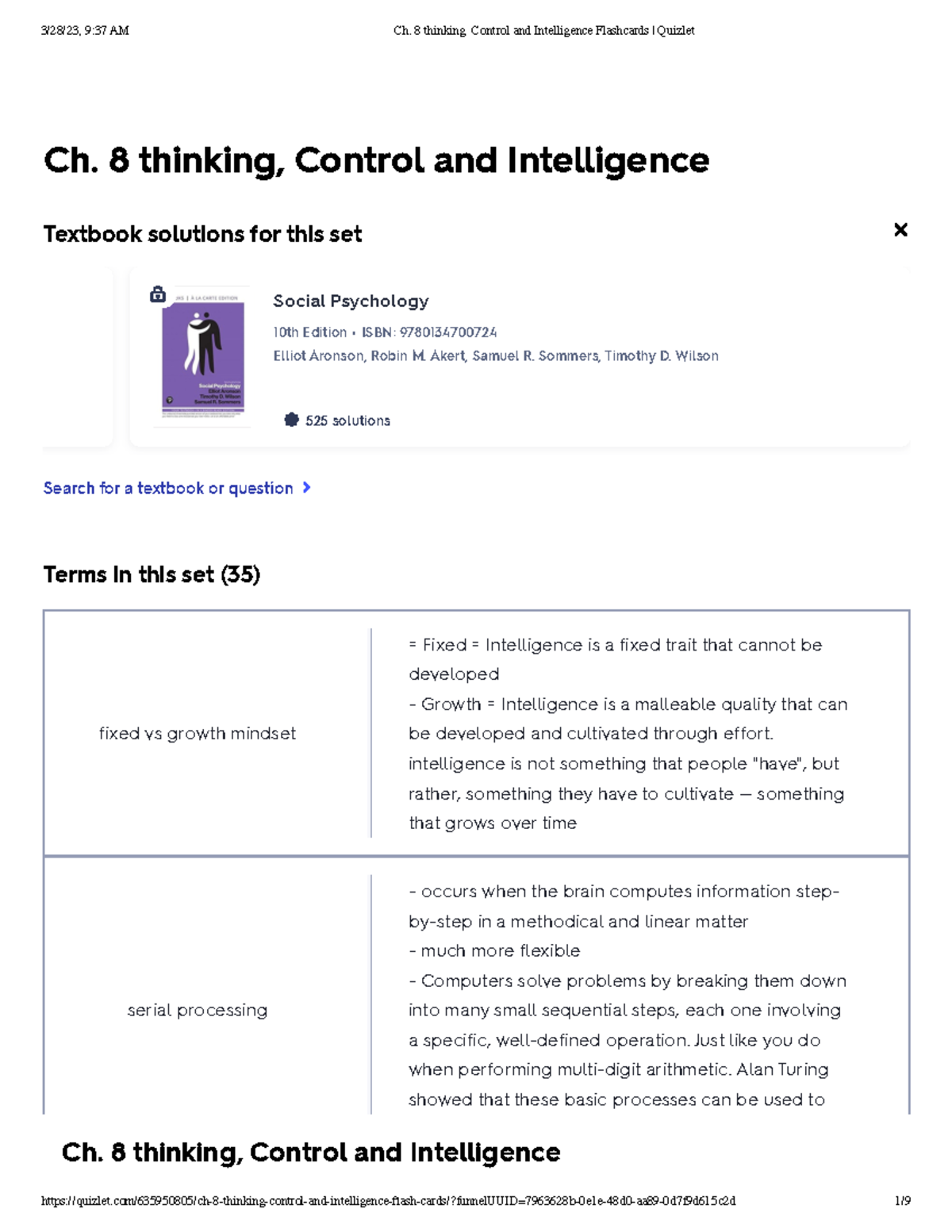 Ch. 8 thinking, Control and Intelligence Flashcards Quizlet - Ch. 8 ...