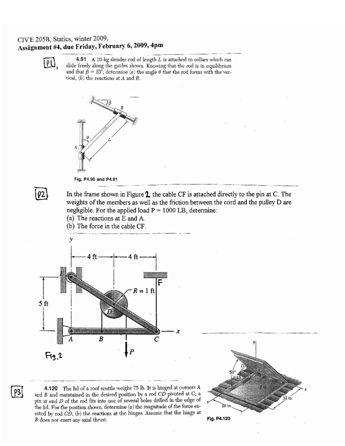 Statics A4 - Fourth written assignment. - CIVE 205B, Statics, winter ...