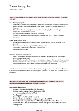 History 1E: Russia - A2 - A Level - Sixth Form (A Levels) - Studocu