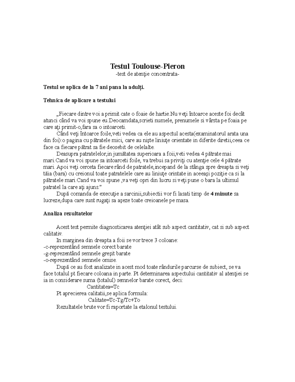 Testul-Toulouse-modul de interpretare si modul de aplicare a testului ...