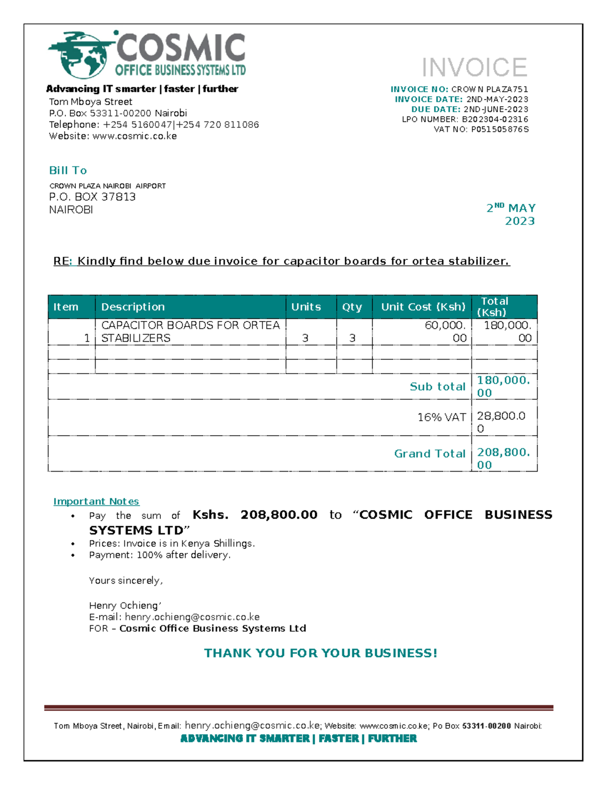 Invoice Template - EETT for Capacitor Boards - Due 2nd-June-2023 - Studocu