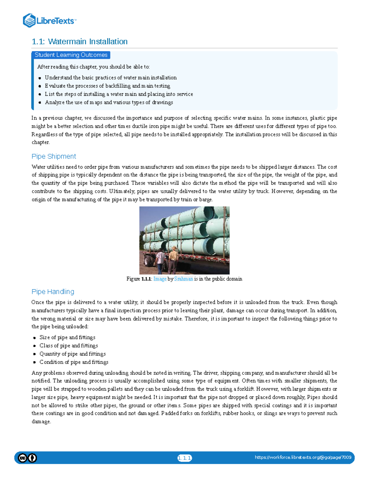 1.1: Watermain Installation - Key Learning Outcomes and Procedures ...
