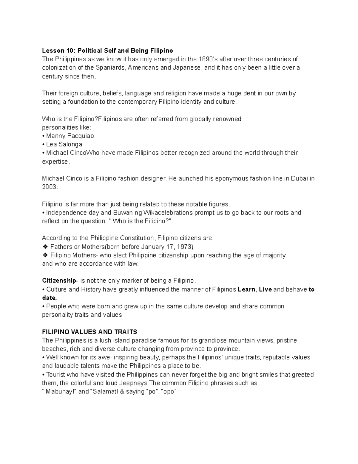 Uts Lesson 10-12: Understanding Filipino Identity and Digital Self ...