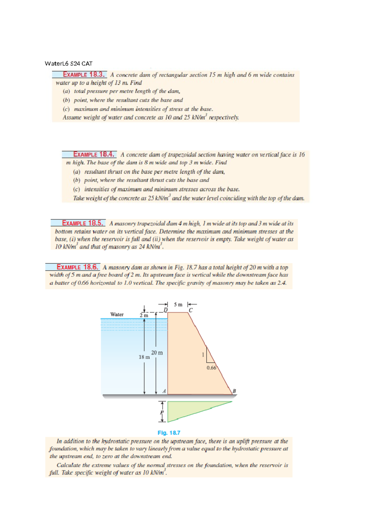 Water L6 S24 CAT Dams - Analysis of Structural Pressure and Stress ...